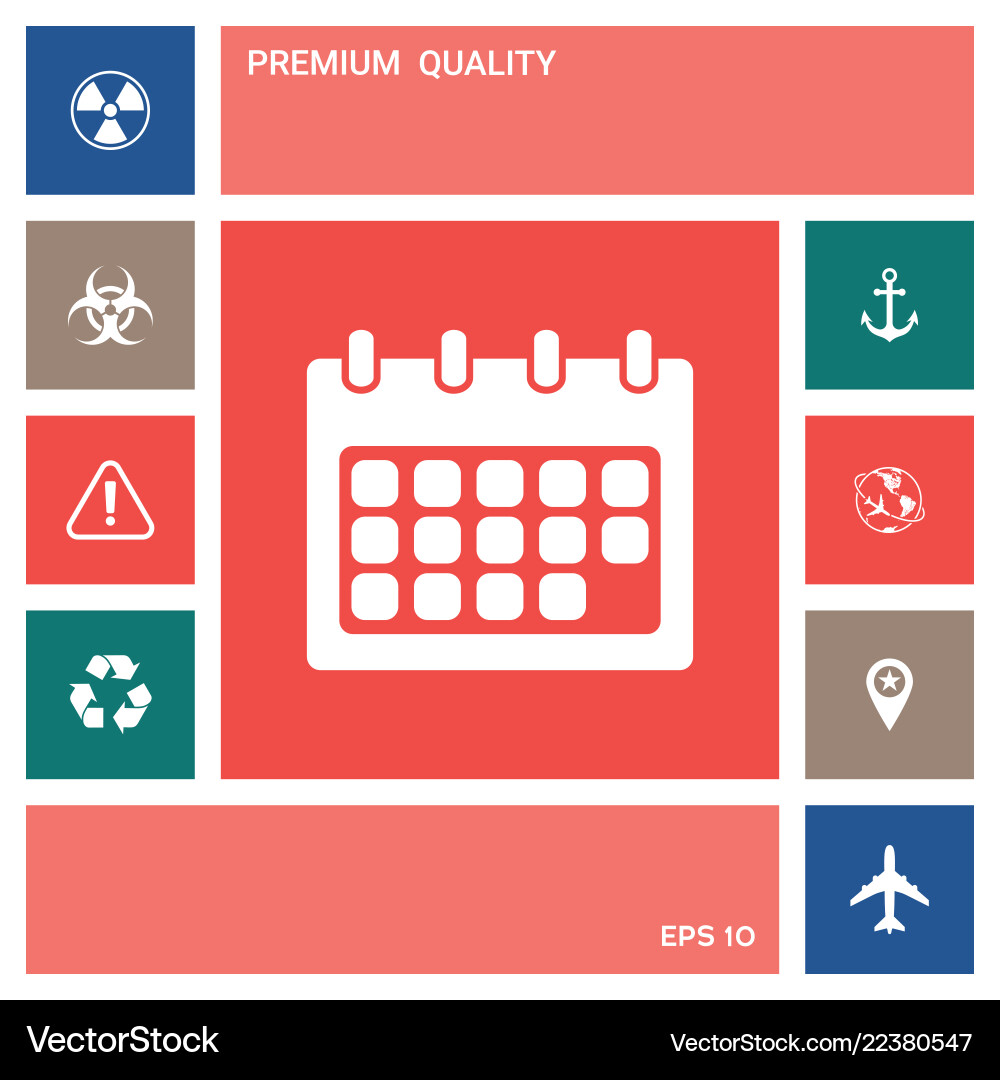 Calendar symbol icon elements for your design Vector Image
