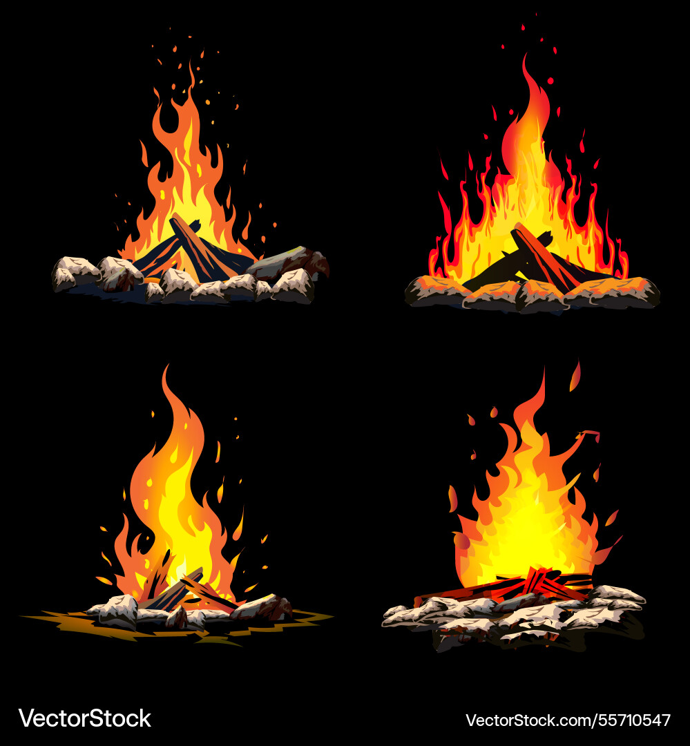 Campfire type collection Royalty Free Vector Image