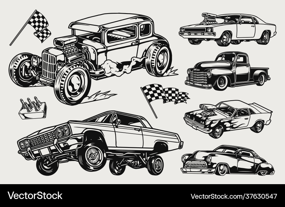 Custom cars vintage concept Royalty Free Vector Image