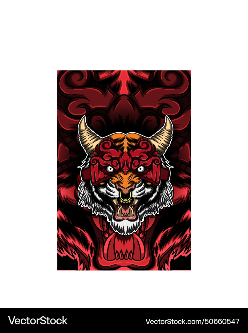 Horn masked tiger Royalty Free Vector Image - VectorStock