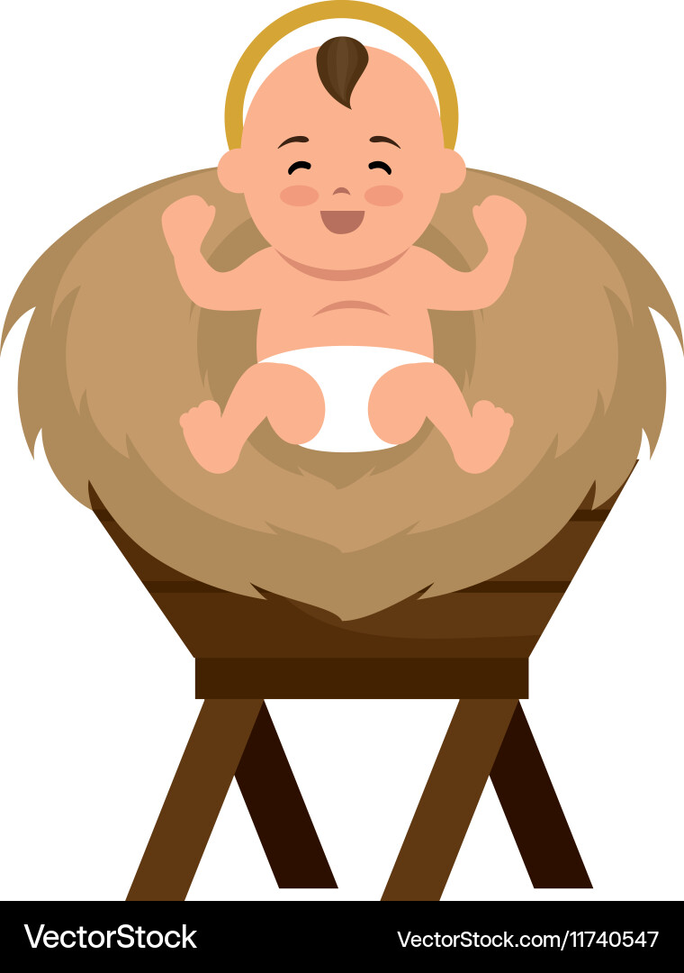 Jesus baby manger character Royalty Free Vector Image
