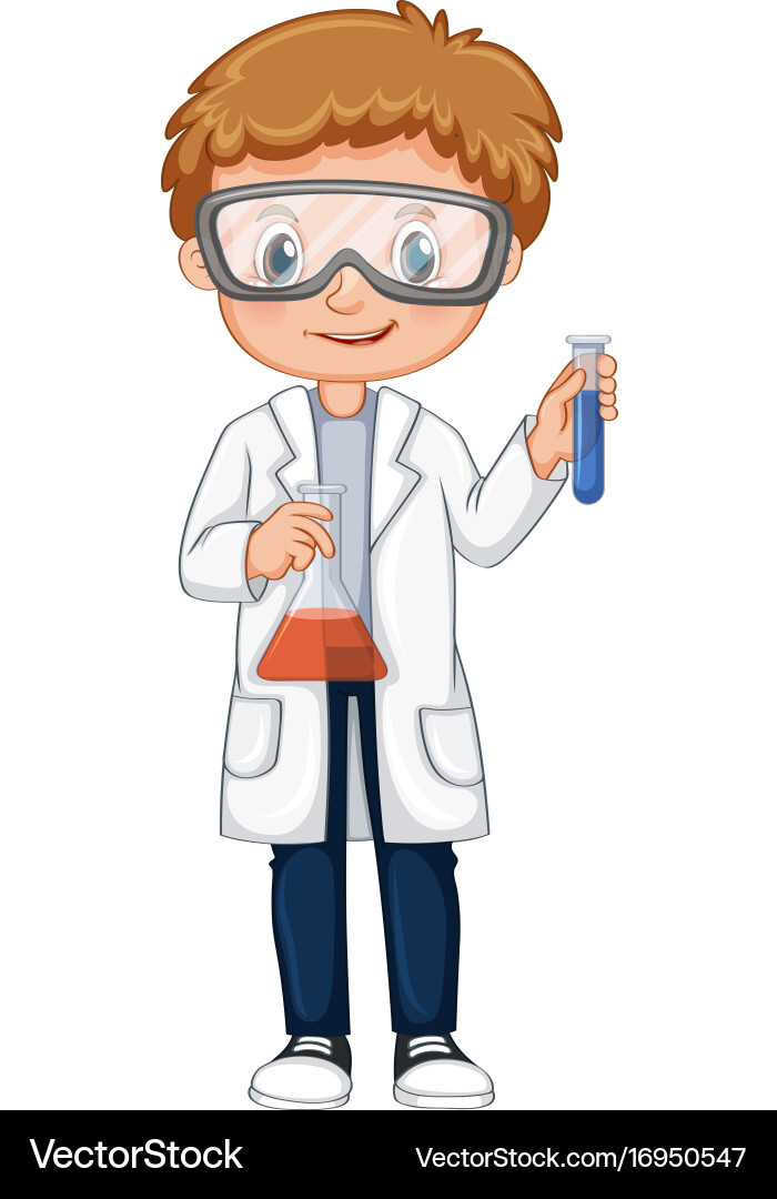 Kid doing science experiment Royalty Free Vector Image