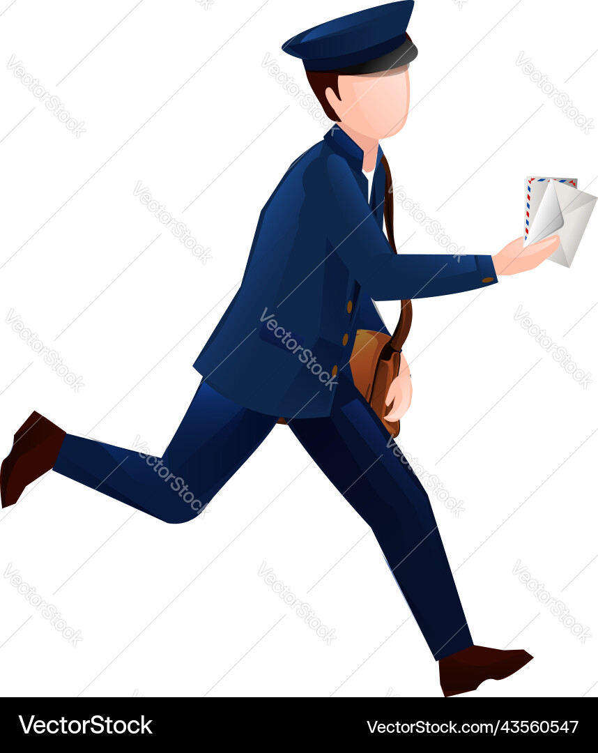 Running postman icon cartoon mail man Royalty Free Vector