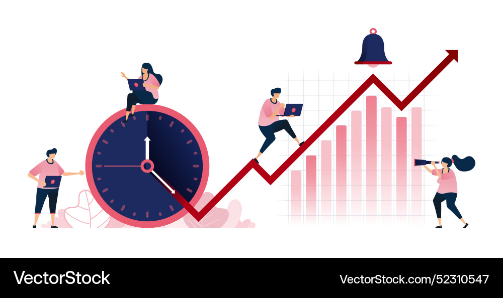 Time management statistics and data with people Vector Image