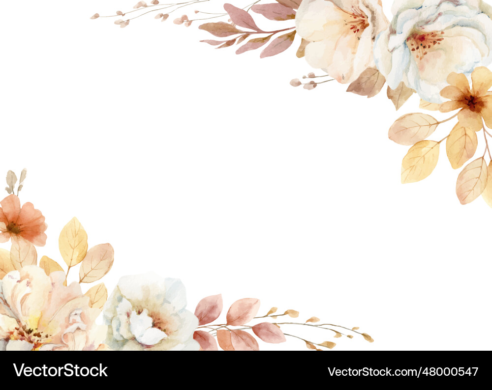 Watercolor fall foliage frame with soft Royalty Free Vector