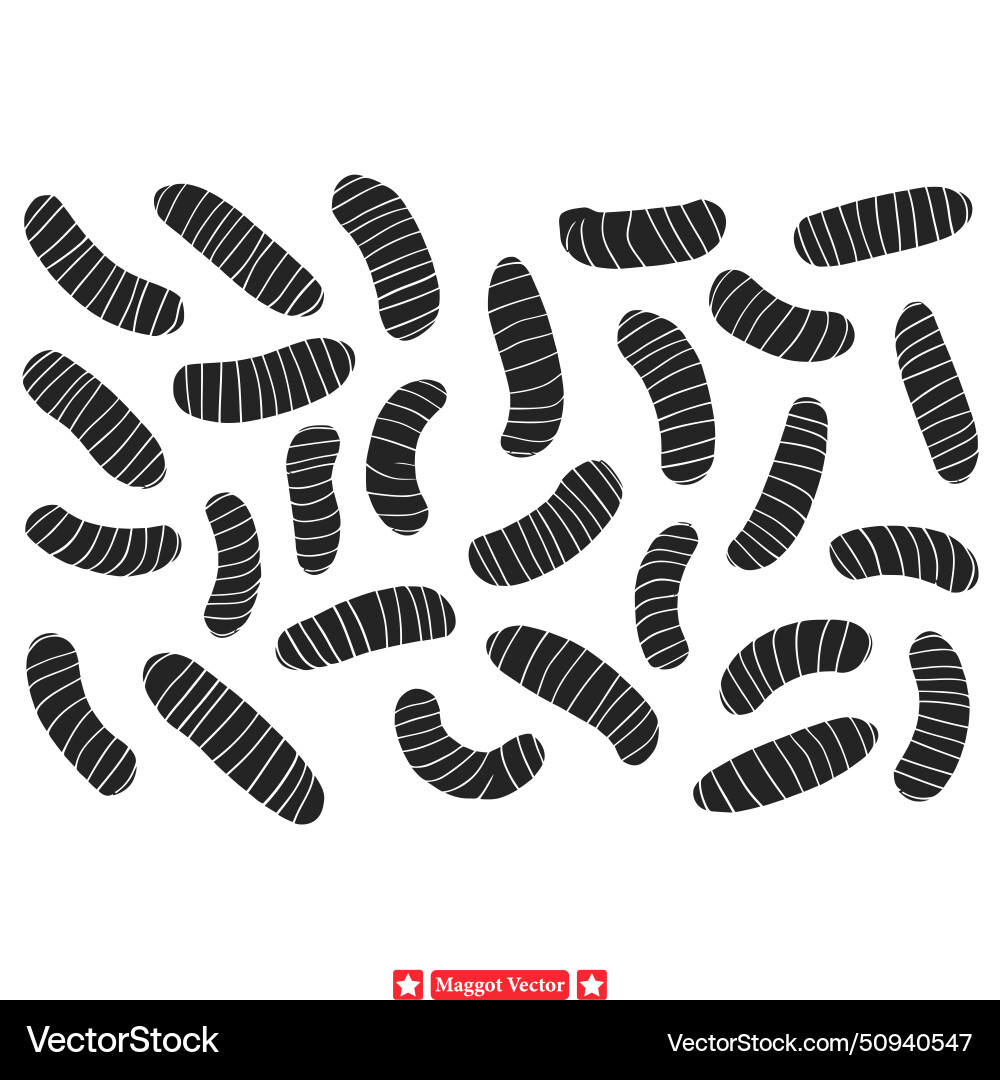 Wriggling wonders maggot silhouette pack Vector Image