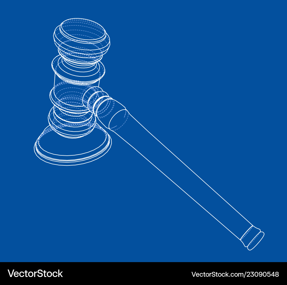3d outline gavel rendering of Royalty Free Vector Image