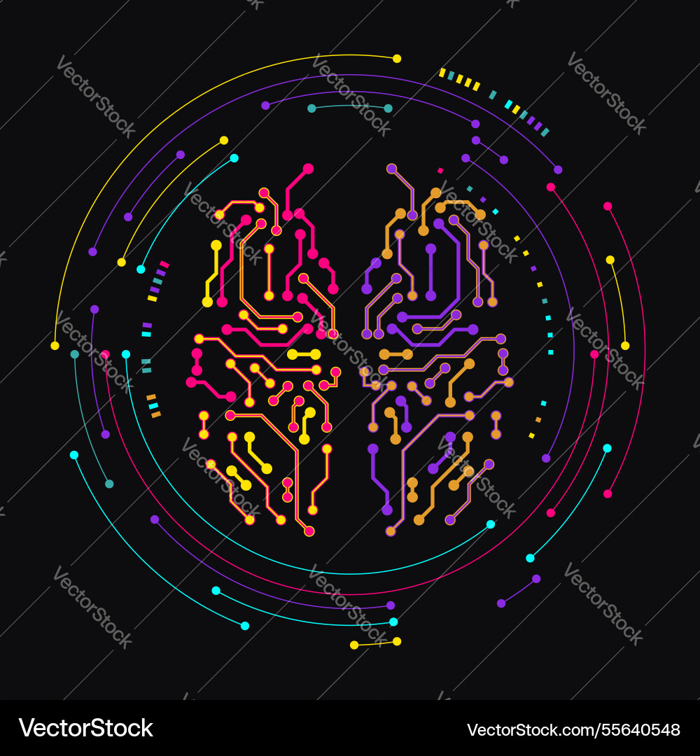 Ai brain logo abstract human in tech style Vector Image