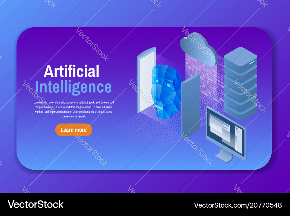 Artificial intelligence isometric Royalty Free Vector Image