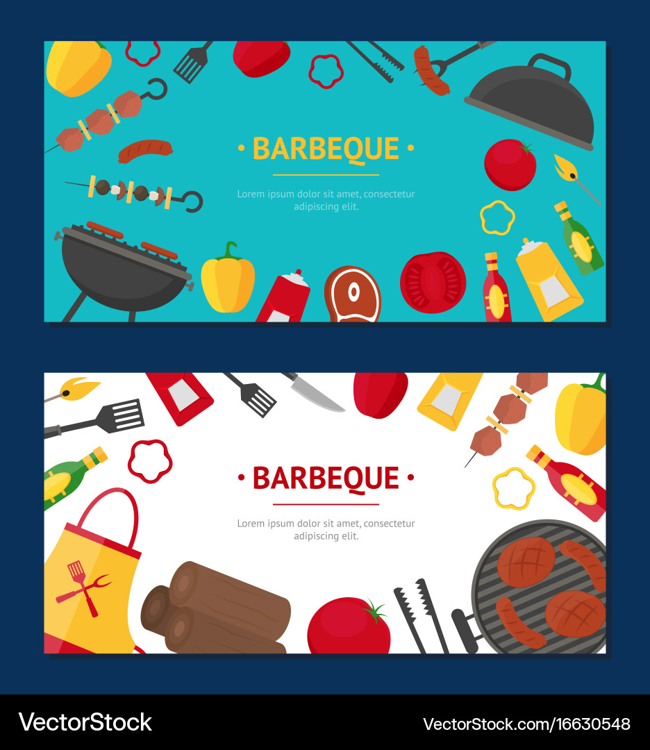 Barbecue and grill banner horizontal set Vector Image