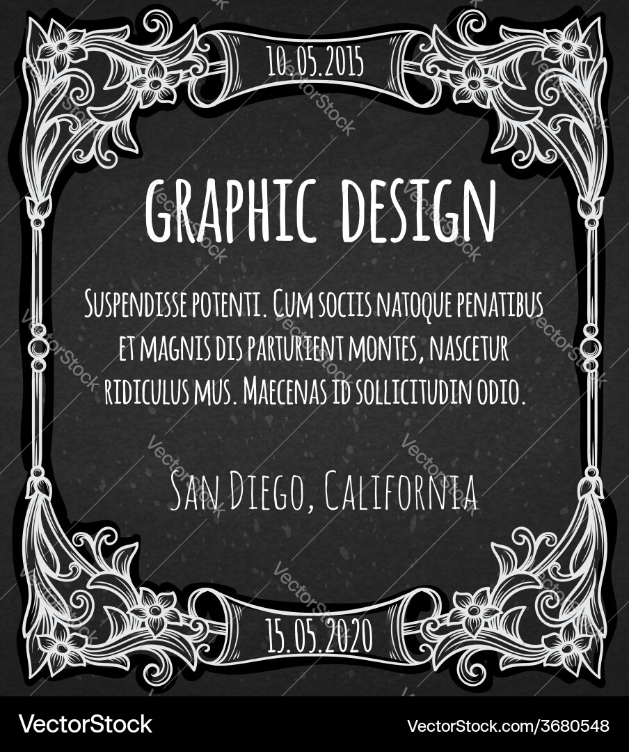 Black chalk board template vintage frame Vector Image