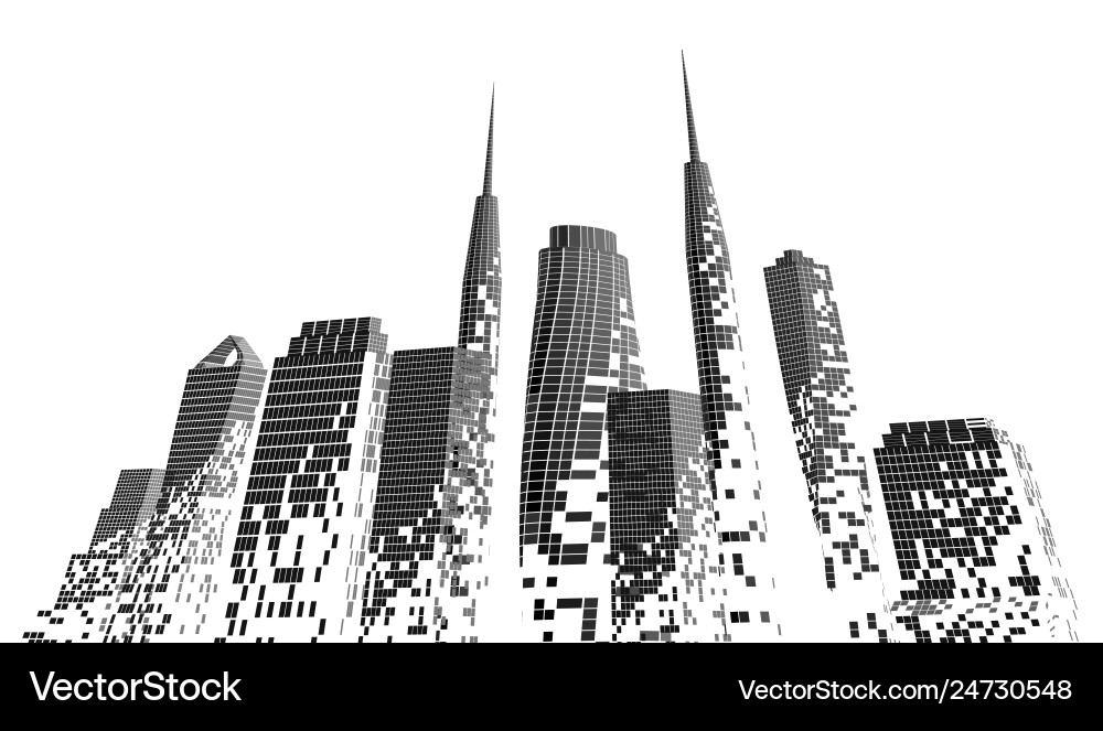 Building and city isolated on white background Vector Image