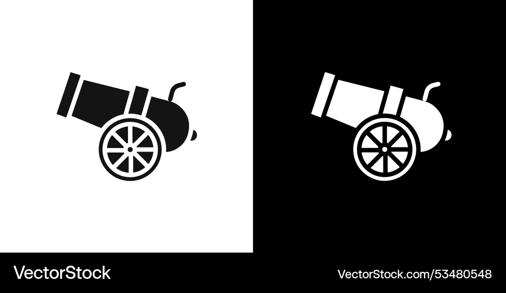 Cannon icon flat set outline Royalty Free Vector Image
