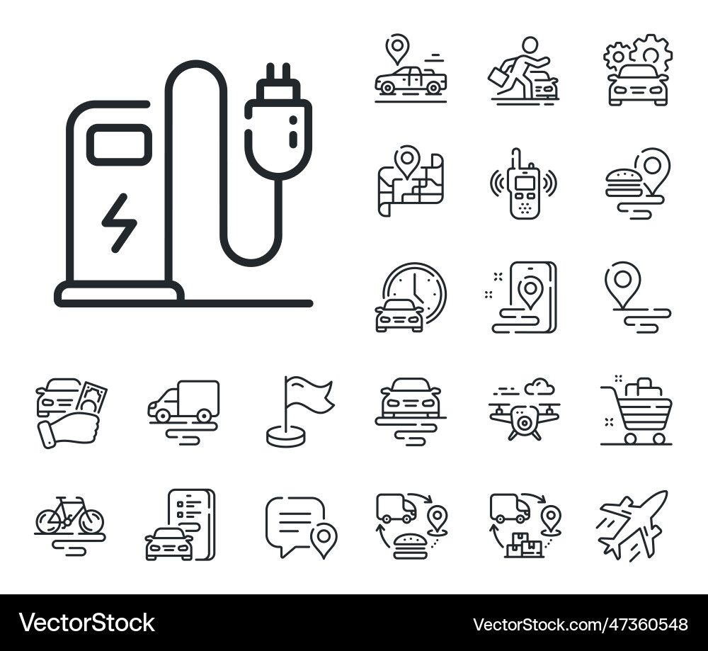 Charging station line icon car charge plug sign Vector Image