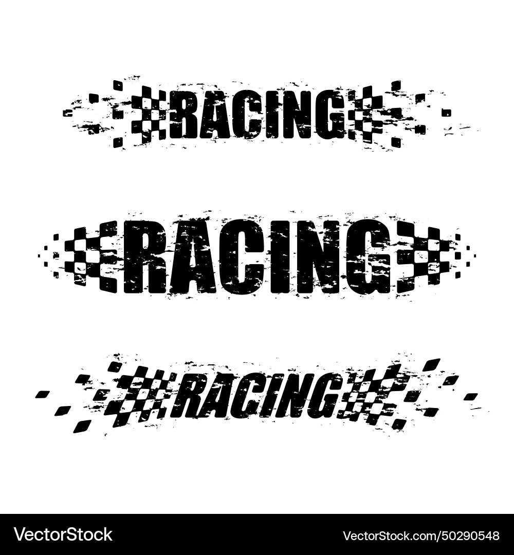 Checkered grunge racing flags set Royalty Free Vector Image