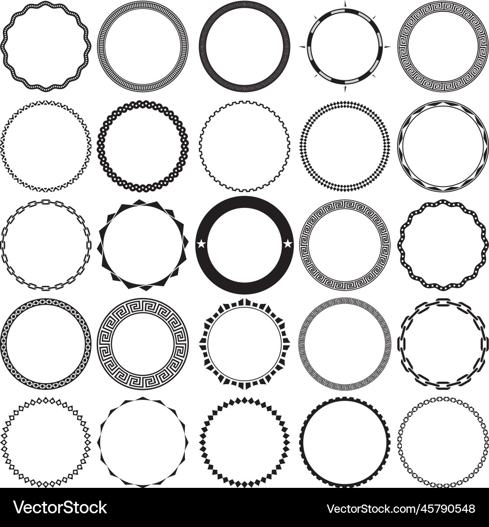 Collection of round decorative border frames Vector Image