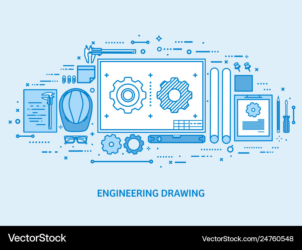 Engineering and architecture drawing construction Vector Image