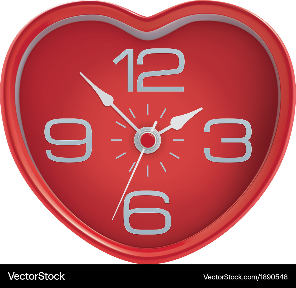 Heart shaped clock Royalty Free Vector Image - VectorStock