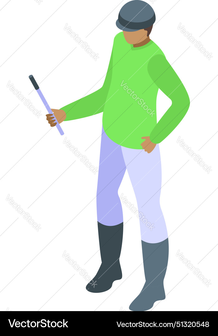 Isometric equestrian rider with crop Royalty Free Vector