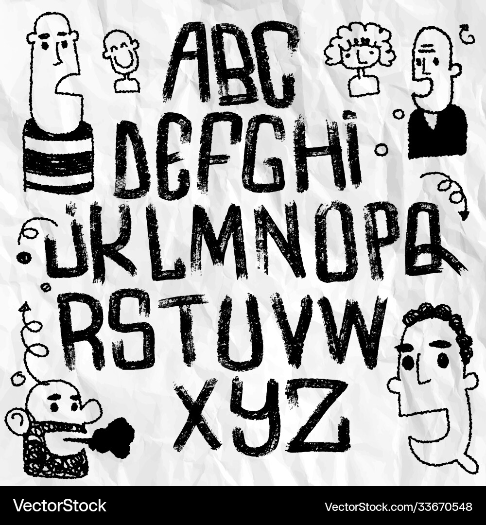 Lettering font isolated on white background Vector Image