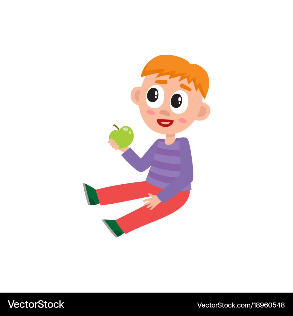 Little preschool kindergarten boy sitting Vector Image