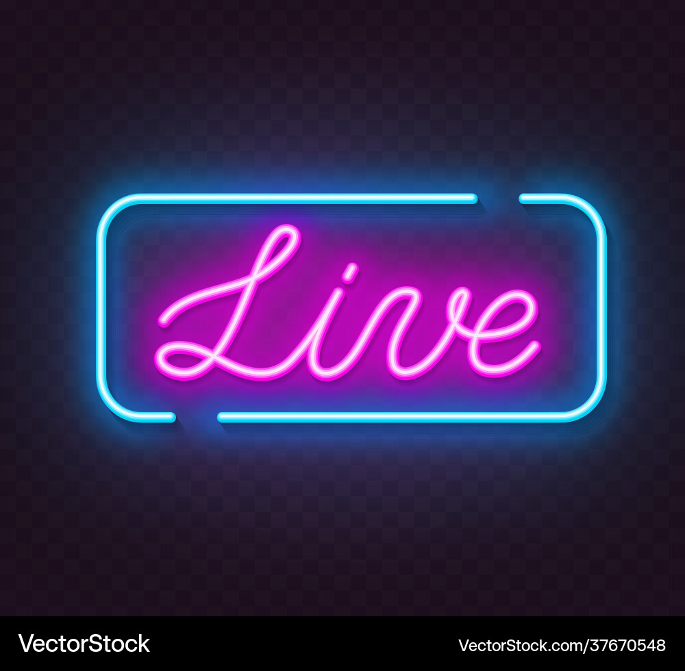 Neon Sign - Live Word Royalty Free Vector Image
