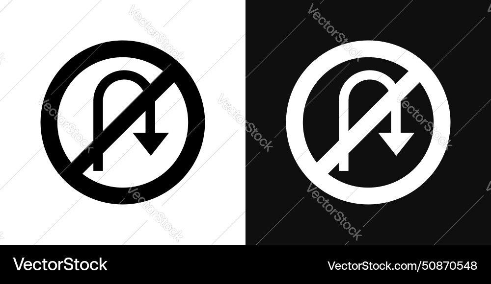 No u turn road sign icon set prohibition Vector Image