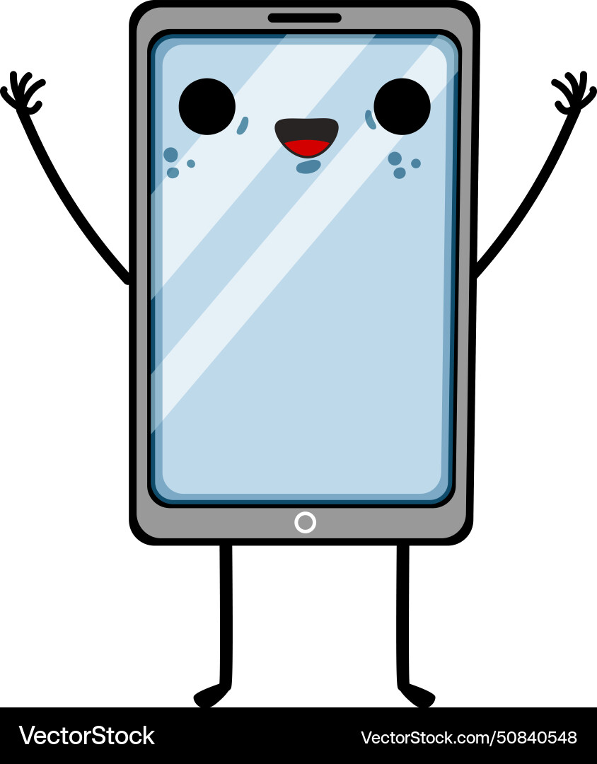 Smart phone character cartoon Royalty Free Vector Image