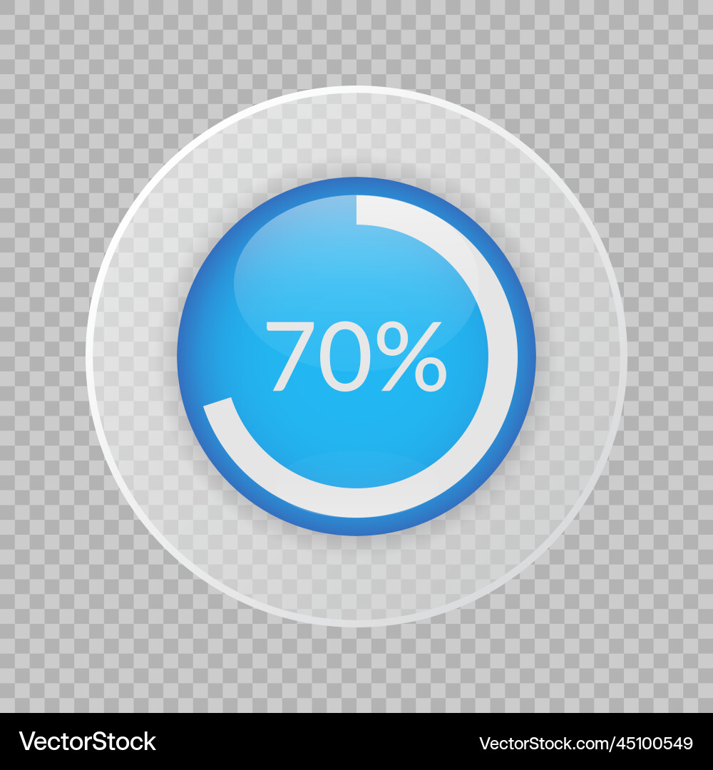 70 percent pie chart on transparent background Vector Image