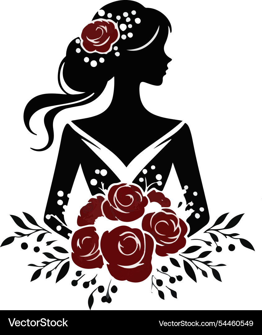A silhouette of bride in classic Royalty Free Vector Image