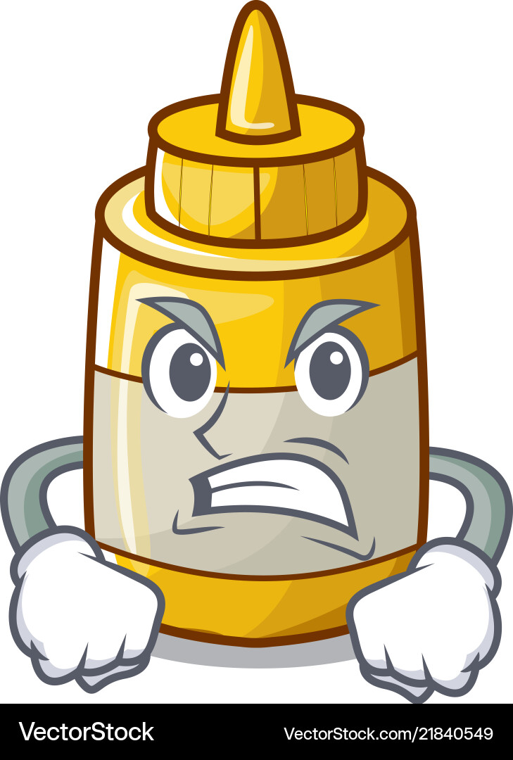 Angry yellow mustard in plastic bottle cartoon Vector Image