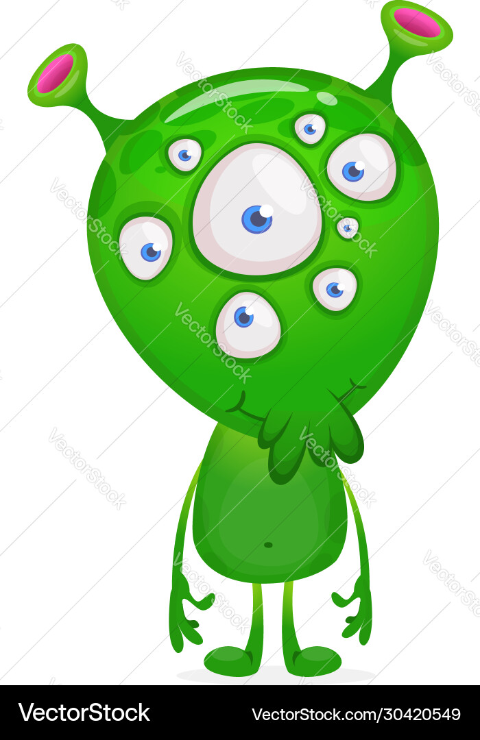 Cartoon funny alien halloween with many Royalty Free Vector