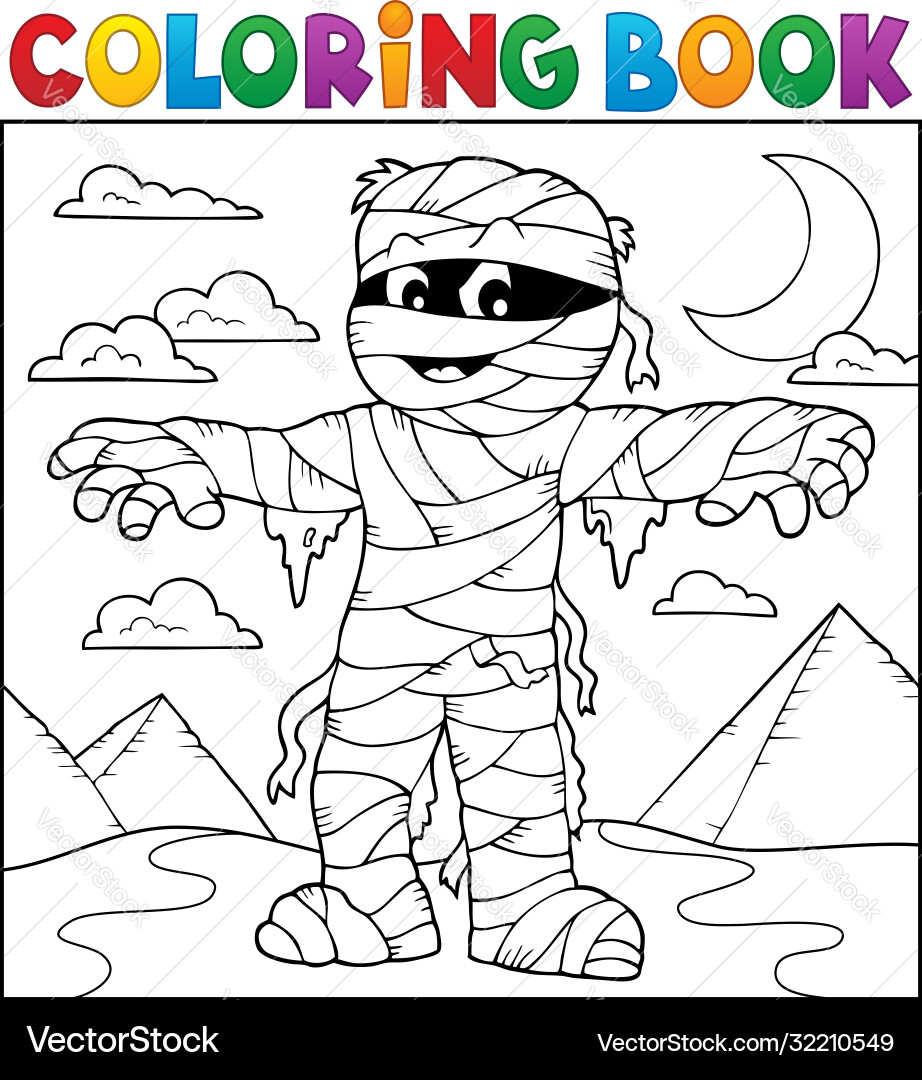 Coloring book mummy theme 2 Royalty Free Vector Image