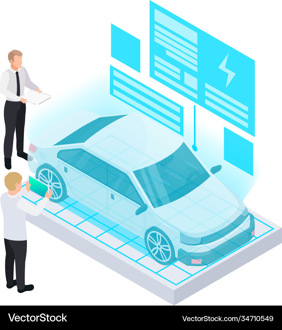 Electric car projection composition Royalty Free Vector