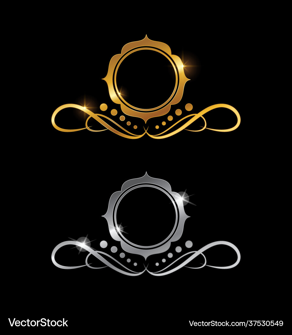 Golden and silver vintage logo frame Royalty Free Vector