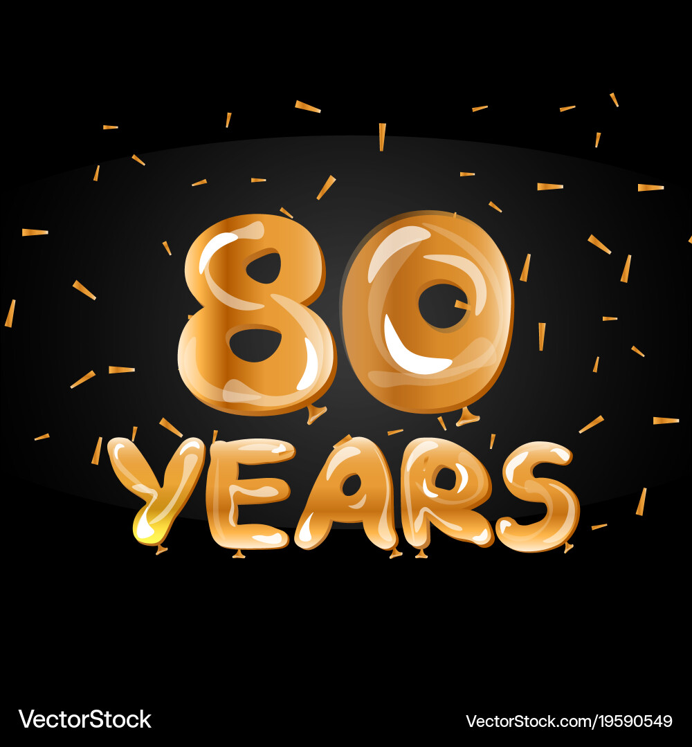 Golden color number 80 on white background Vector Image