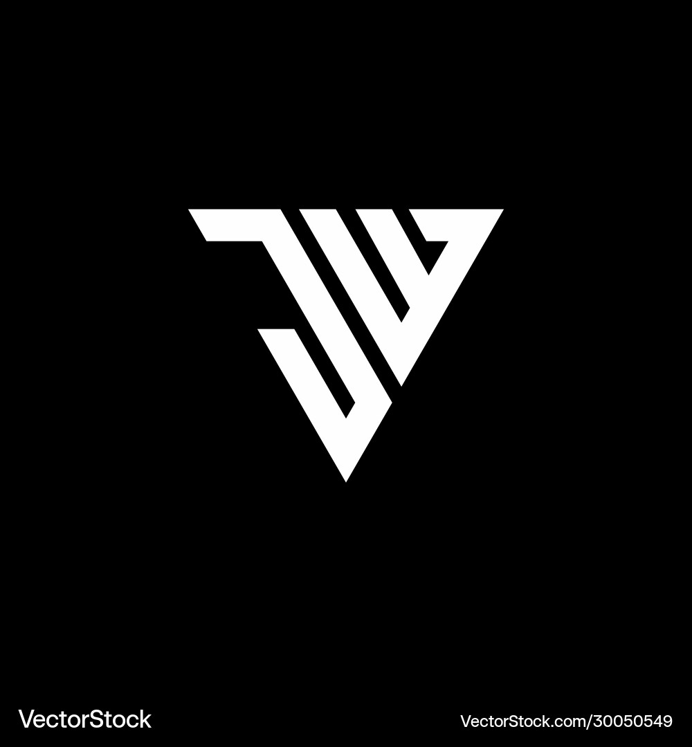 JW Monogram Letter Logo - Triangle Shape Vector Image