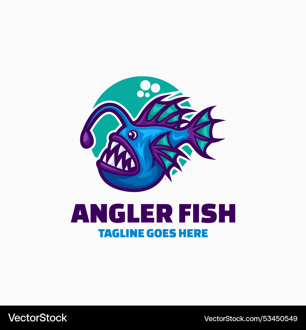 Logo angler fish simple mascot style Royalty Free Vector