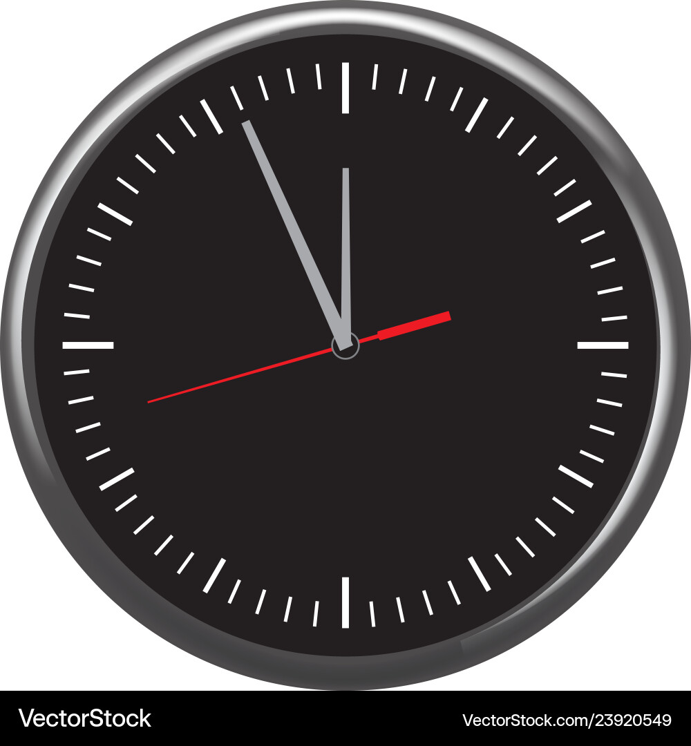 Schwarze Wand Büro-Uhr-Icon-Set fünf Lizenzfreier Vektor