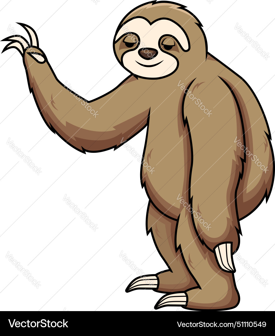 Sloth making a slow gesture cartoon clip art Vector Image