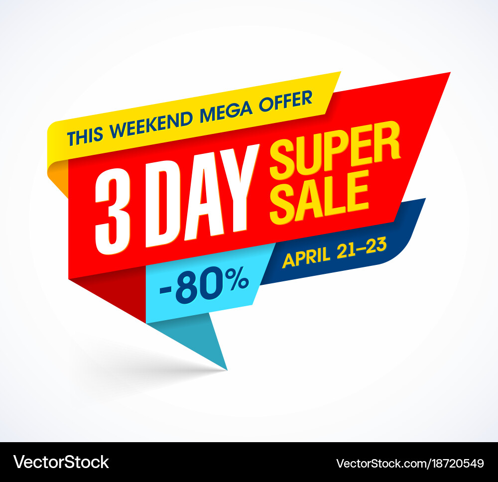 Three days super sale special offer banner Vector Image