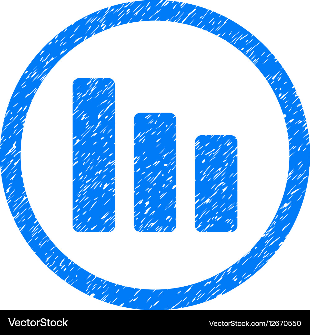 Bar chart decrease rounded icon rubber stamp Vector Image