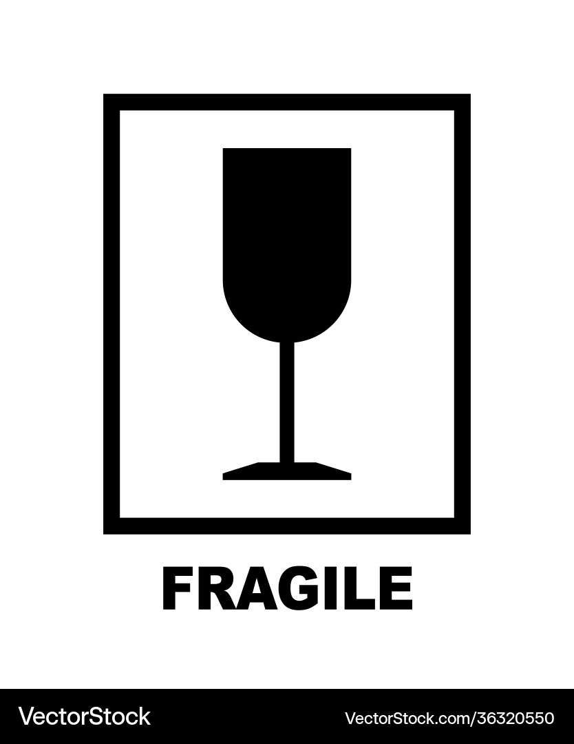 Fragile packaging symbol glass in frame Royalty Free Vector