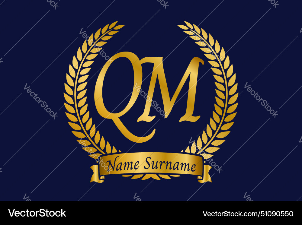 Initial letter q and m qm monogram logo design Vector Image