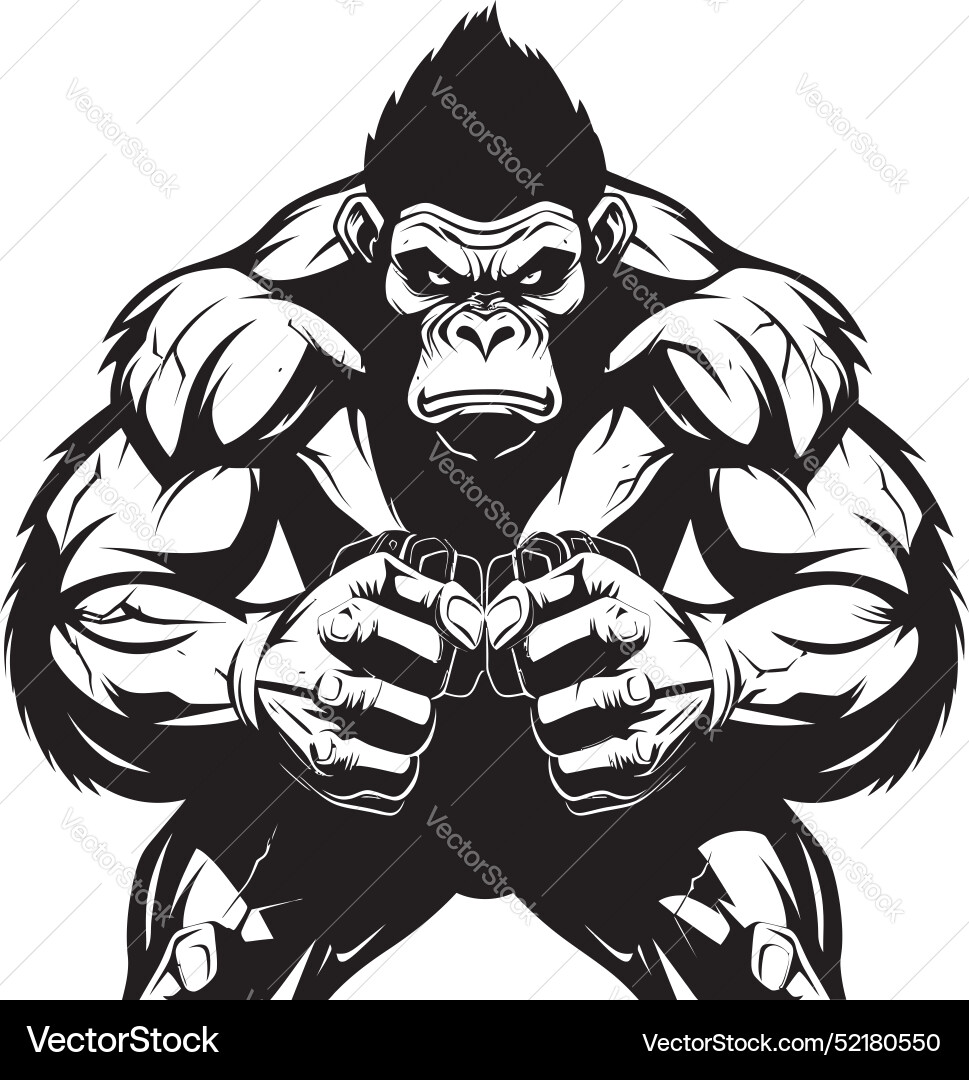 Musclebound console king chimpanzee symbol gaming Vector Image