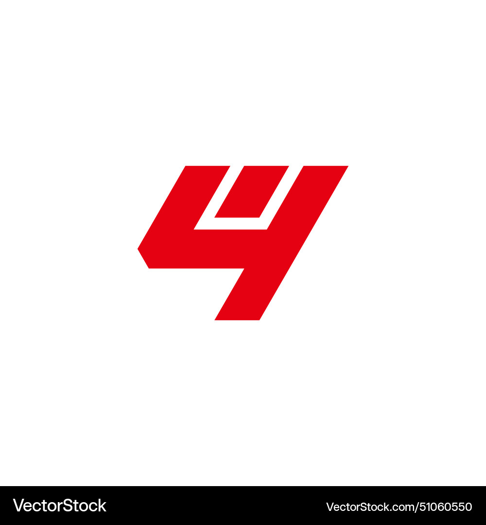 Number 4 stripes geometric logo Royalty Free Vector Image