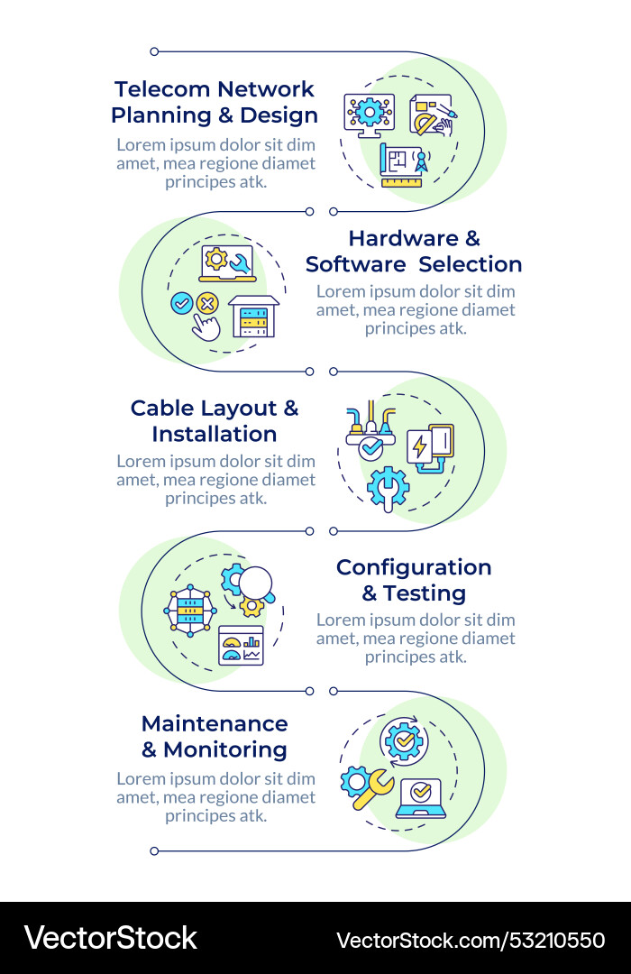 Telecom network installation infographic vertical Vector Image