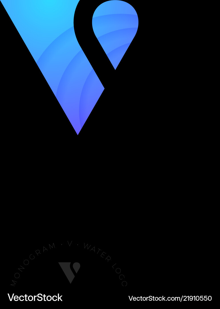 V monogram drop logo blue letter Royalty Free Vector Image