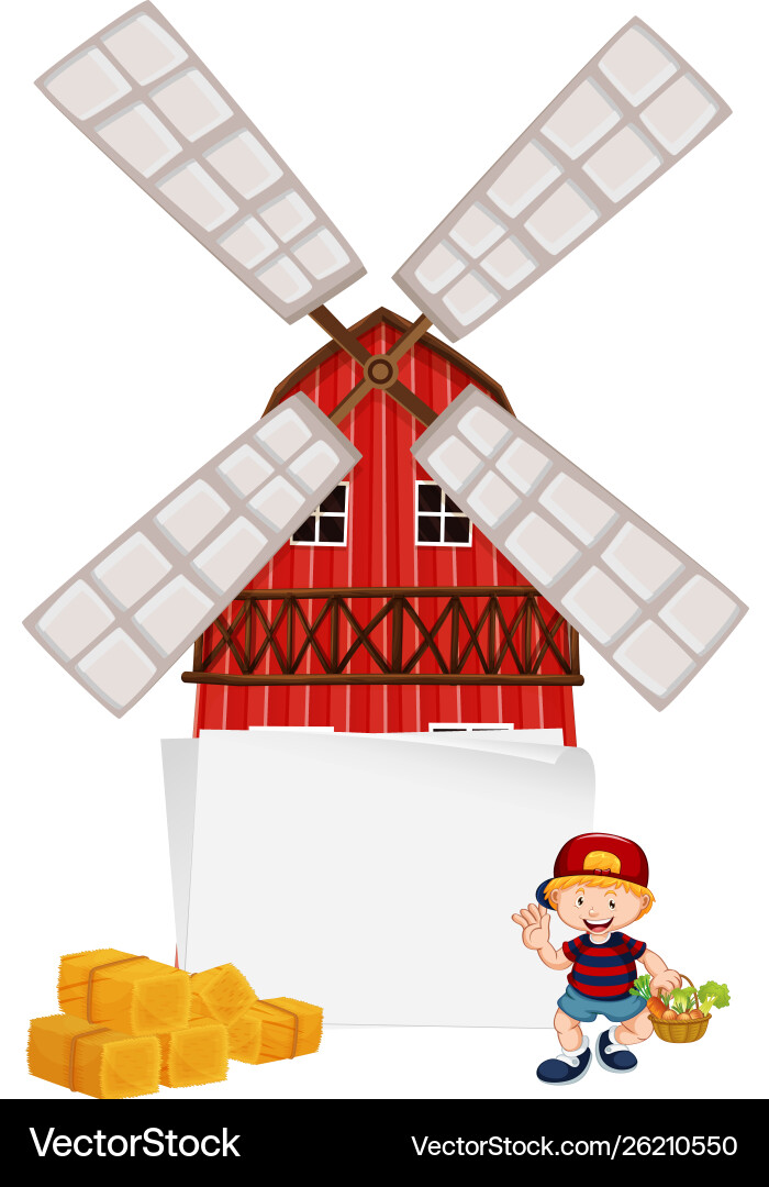 Windmill frame with boy Royalty Free Vector Image
