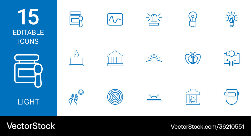 15 light icons Royalty Free Vector Image - VectorStock